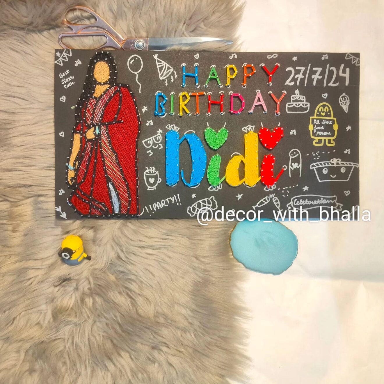 Bday delight-personalized portrait & name – Decor with bhalla